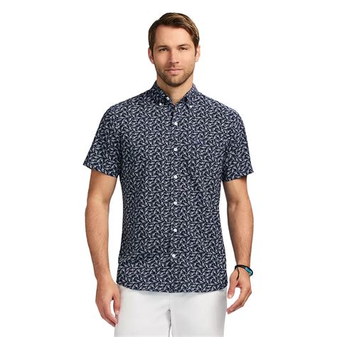 Mens Izod Breeze Woven Short Sleeve Button Down Shirt
