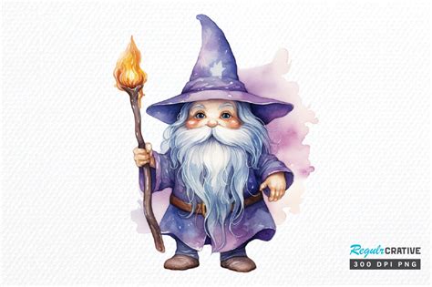 Cute Wizard Watercolor Clipart Design Graphic By Regulrcrative
