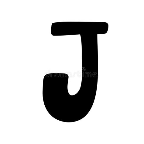 Bold J Letter Latin English In Doodle Hand Drawn Style Isolated On