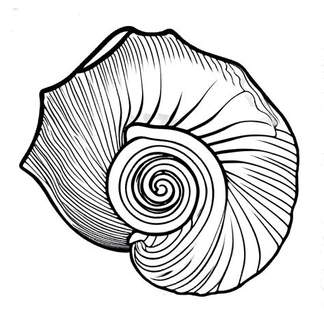 Conch Shell Line Drawing Coloring Page Lulu Pages