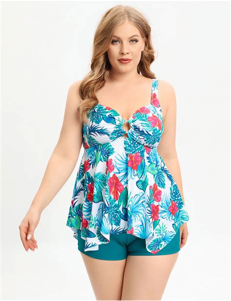 Women Plus Size Push Up Padded Bra Swimsuit Luckyplussize