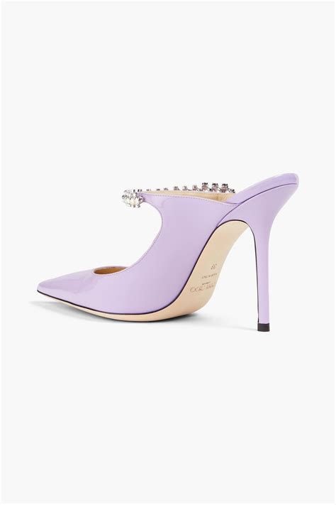 Jimmy Choo Bing 100 Crystal Embellished Patent Leather Mules The Outnet