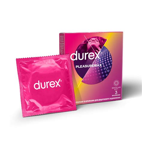 Презервативи латексні з силіконовою змазкою DUREX (Дюрекс) Pleasuremax ...