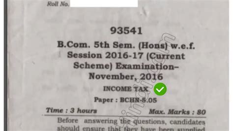 Income Tax Bcom Hons 5th Sem Question Paper Mdu Mduquestionpaper
