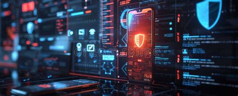 Advanced Cybersecurity Concept With Smartphone And Secure Access System In High Tech Environment