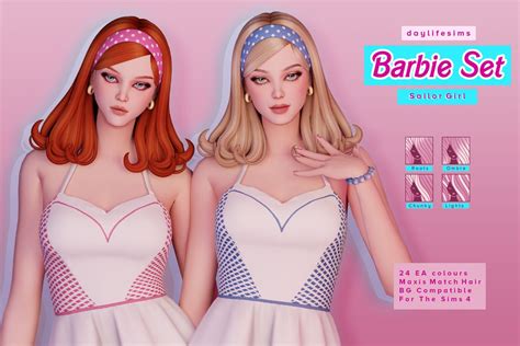 Barbie Hair Set Sailor Girl Sims 4 Sims 4 Clothing Sims Hair