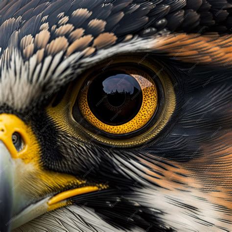 Premium Photo | A close up of a bird's eye with the word falcon on it.
