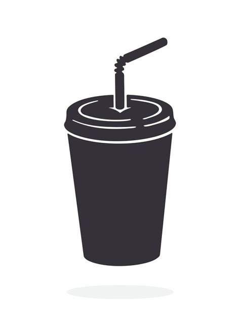 Icône Silhouette De Verre Jetable De Papier Avec Soda Et Paille