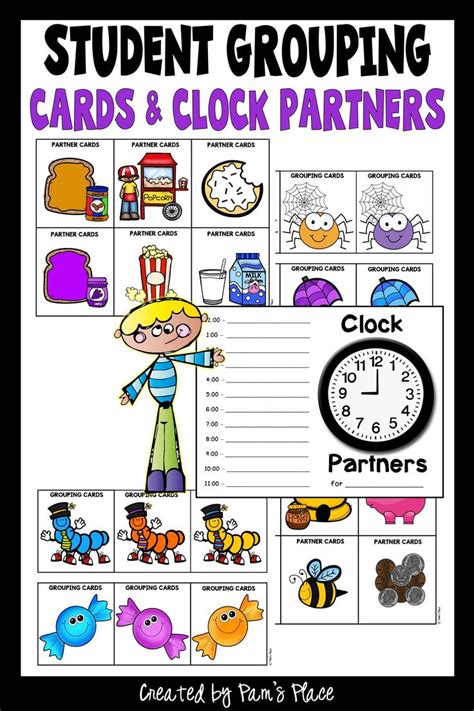 Student Grouping Partner Pairing Cards Clock Partners Grouping