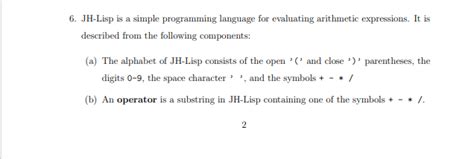 solved 6 jh lisp is a simple programming language for