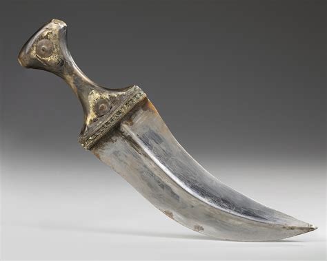 A Curved Dagger Or Jambiya Leather Sheath With Embroidered Belt Yemen