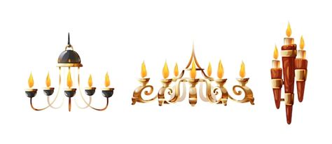 Ensemble De Chandeliers Anciens Avec Des Bougies En Cire Brûlantes