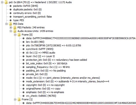 Tree View PIDs DVBInspector