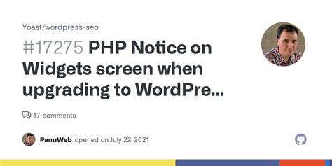 Php Notice On Widgets Screen When Upgrading To Wordpress 58 · Issue