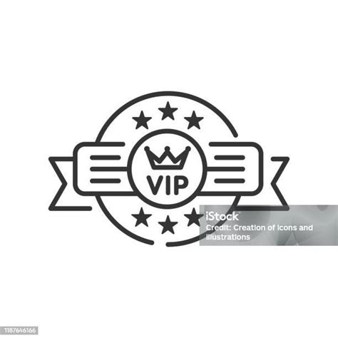 Vip 엠블럼 라인 블랙 아이콘입니다 독점 멤버십 웹 페이지 모바일 앱 버튼 로고에 서명합니다 벡터 격리 단추입니다 개념에 대한