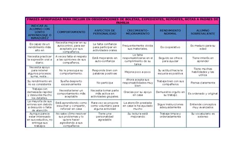 Frases Apropiadas PARA Incluir EN Observaciones DE Boletas FRASES