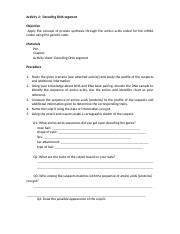 DecodingDNASegment Docx Activity Decoding DNA Segment Objective Apply The Concept Of