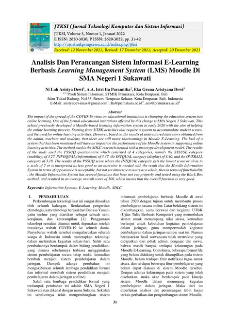 Pdf Analisis Dan Perancangan Sistem Informasi E Learning Berbasis