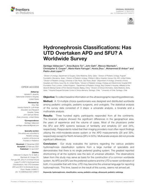 Pdf Hydronephrosis Classifications Has Utd Overtaken Apd And Sfu A