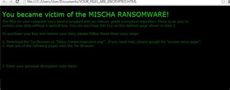 Remove MISCHA Ransomware Your Files Are Encrypted Virus