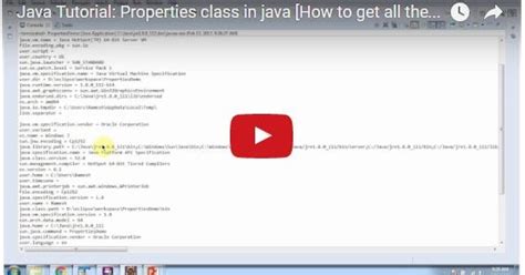Java Ee Java Tutorial Properties Class In Java How To Get All The