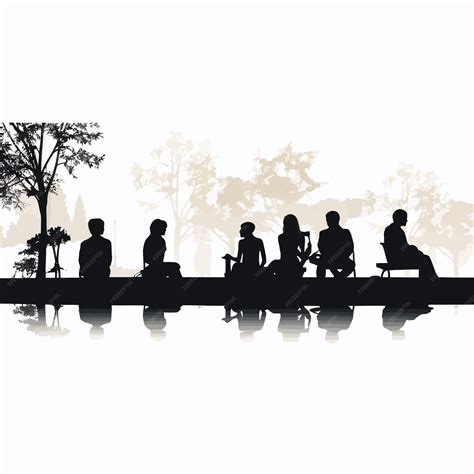 Personassentadasenbanco Siluetavector Vector Premium