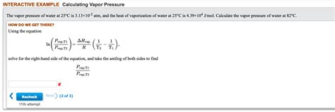 Solved INTERACTIVE EXAMPLE Calculating Vapor Pressure The Chegg Com
