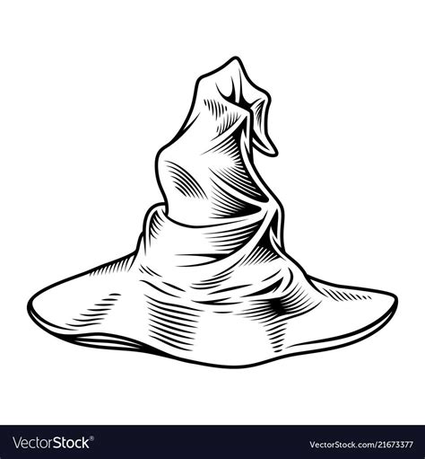 Wizard Monochrome Hat Vector Image On Vectorstock Hat Vector Wizard