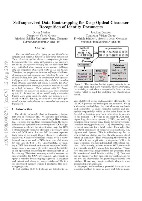 Self Supervised Data Bootstrapping For Deep Optical Character