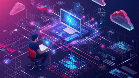 Data Science Ai And Cloud Data Concept Computer Programmer Stock