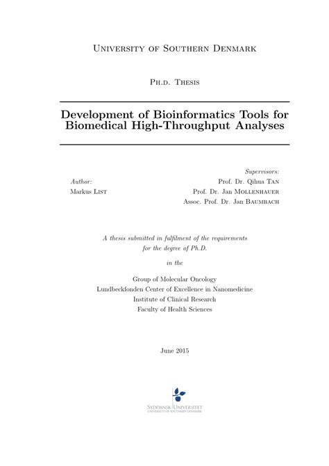 Pdf Development Of Bioinformatics Tools For Biomedical High