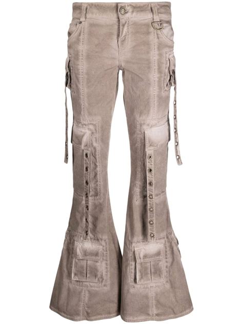 Blumarine Low Rise Flared Cargo Trousers Editorialist