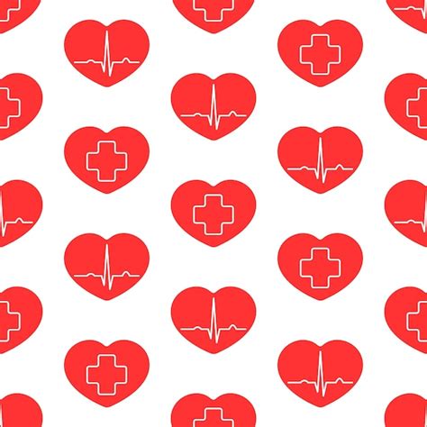 Premium Vector Medical Vector Seamless Pattern Red Hearts With