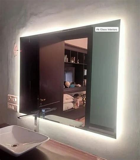 Wood Rectangular Led Backlight Mirror Brighter Light Office At ₹ 700