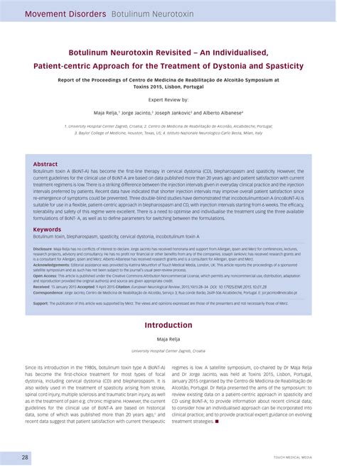 Pdf Botulinum Neurotoxin Revisited An Individualised Patient