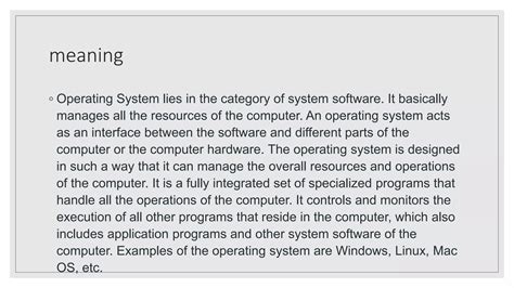 operating system pptx operating systems computer software and