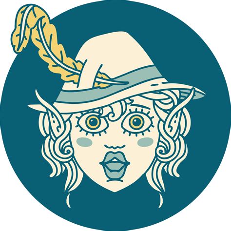 Retro Tattoo Style Elf Bard Character Face 12016118 Vector Art At Vecteezy