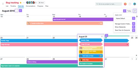 asana calendar view options product guide asana product guide