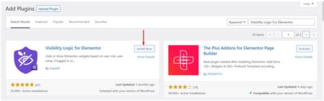 installing visibility logic for elementor staxwp