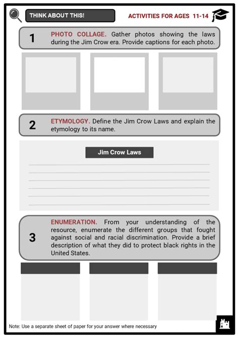 Jim Crow Vocabulary Worksheet Answer Key Printable Word Searches