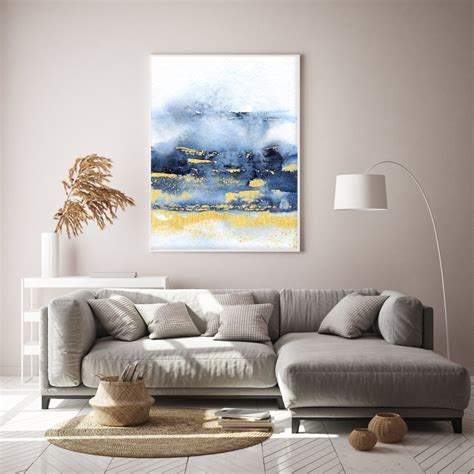 Navy Blue And Gold Wall Art Abstract Wall Art Abstract Art Abstract Print