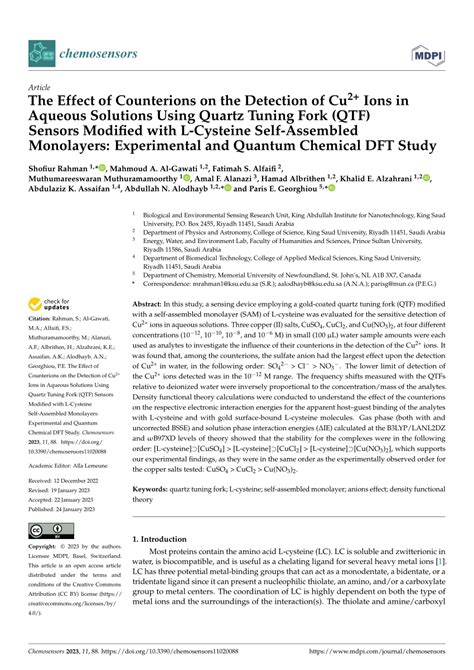 Pdf The Effect Of Counterions On The Detection Of Cu2 Ions In