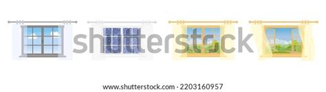 Set Open Closed Windows On White Stock Vector Royalty Free 2203160957