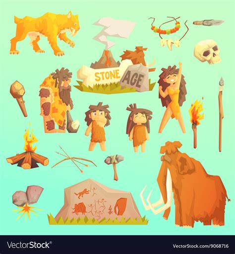 Life Stone Age Primitive Man Ice Royalty Free Vector Image
