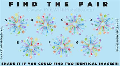 Visual IQ Test Find The Pair Picture Puzzle For Teens