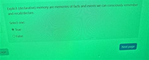 Solved Explicit Declarative ﻿memory Are Memories Of Facts