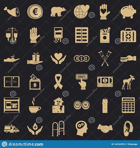 Sistema De Los Iconos De La Donaci N De Sangre Estilo Simple