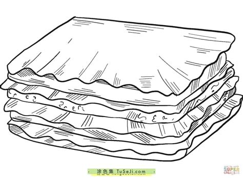 10张三明治汉堡包塔可热量爆棚的美食卡通涂色简笔画！ 涂色集，涂色画打印大图