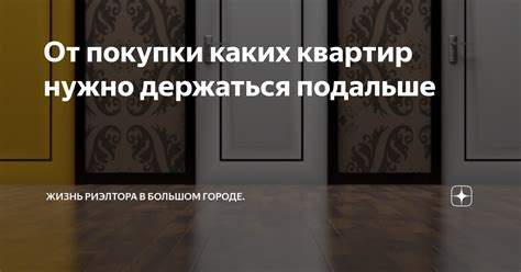 От покупки каких квартир нужно держаться подальше Жизнь риэлтора в большом городе Дзен