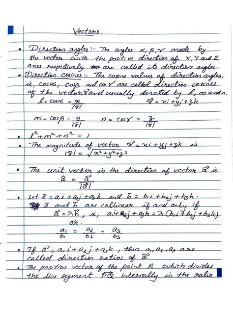Vectors Note Pdf